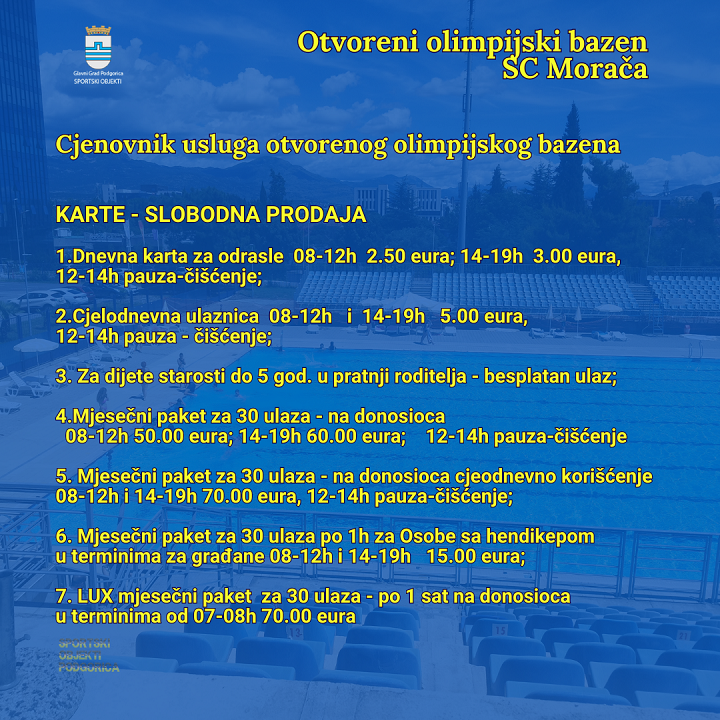 Cjenovnik usluga otvorenog olimpijskog bazena SC Morača – Sportski ...